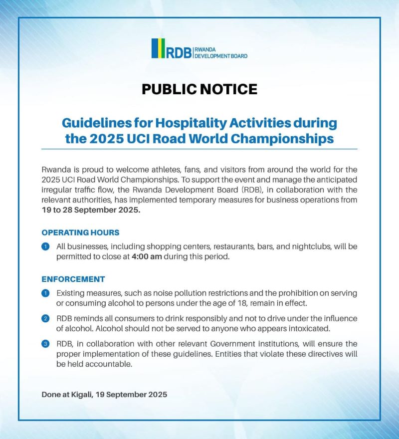RDB announces special guidelines for business and tourism during the 2025 UCI competition - Pure ...